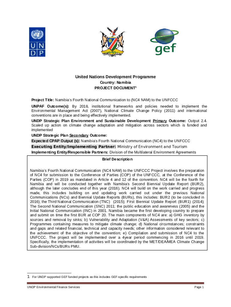 Project Document for the Namibia's First Biennial Update ... - info ...