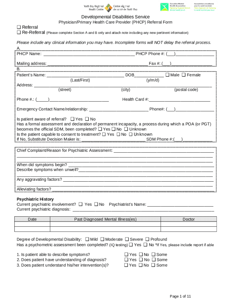 Re-Referral (Please complete Section A and B only and attach note ...