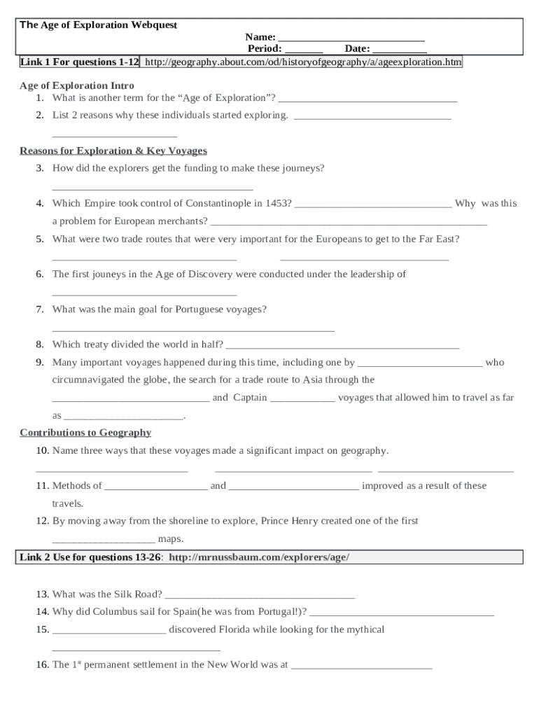 WH1 - Age of Exploration worksheet Flashcards - images pcmac Doc ...