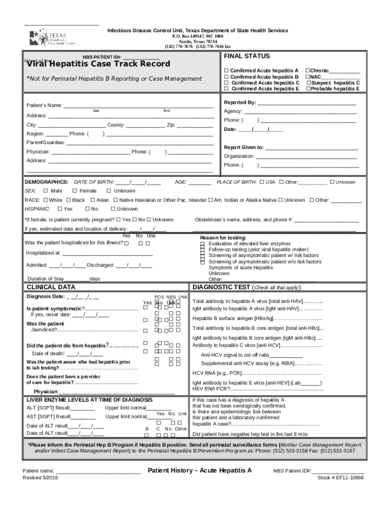 Viral Hepatitis case track record.doc - Infectious Disease... Doc ...