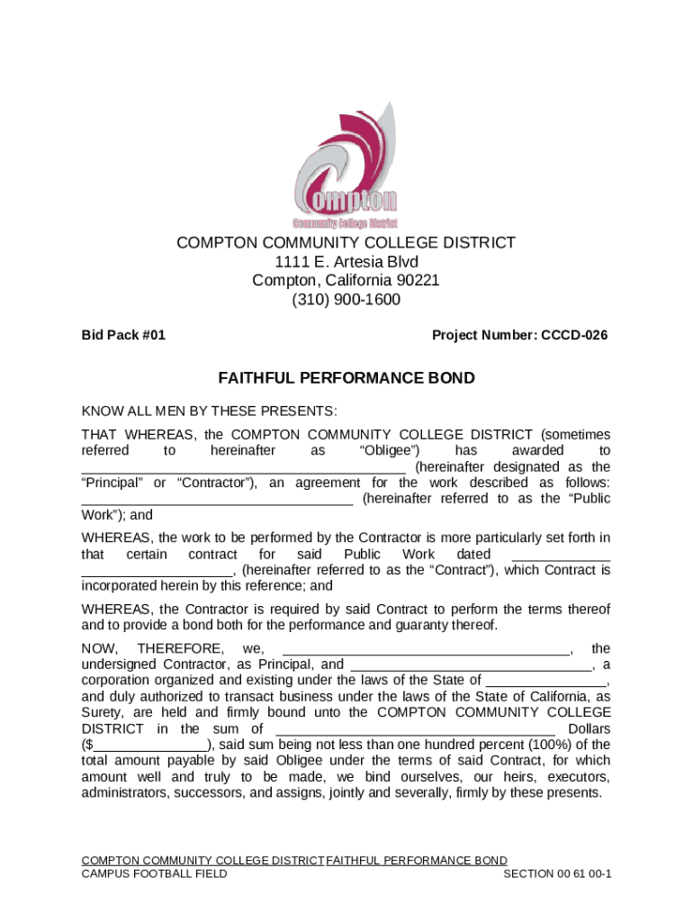 compton community college district faithful perance bond Doc Template ...