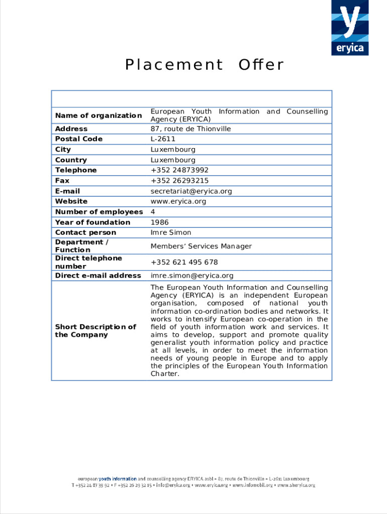 Placement Offer Luxembourg - ERYICA 2018.doc Doc Template | pdfFiller