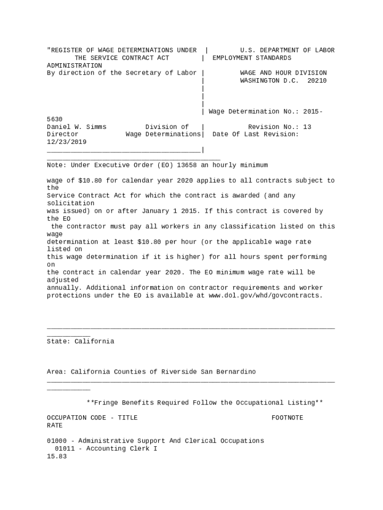 Sam Wage Determination. 4 Digit Identifier Doc Template | pdfFiller