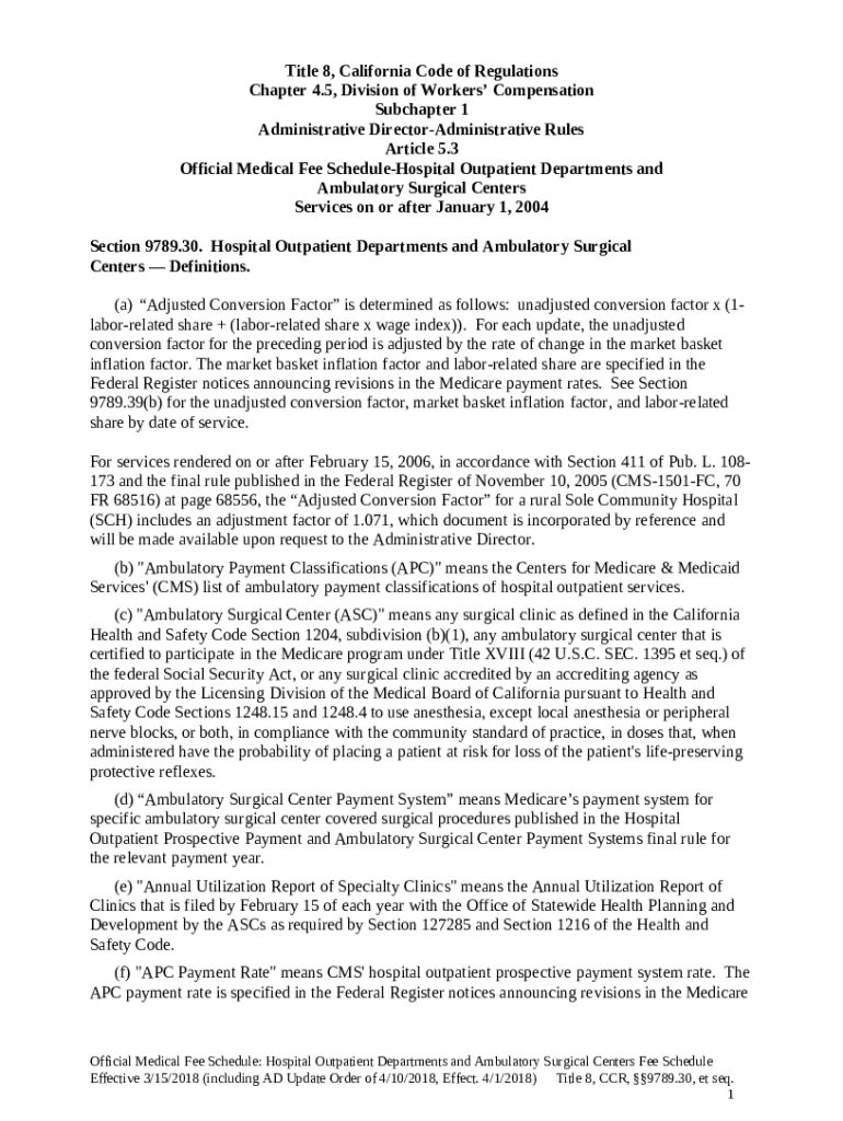 DWC Official Medical Fee Schedule-Hospital Outpatient ... Doc Template ...