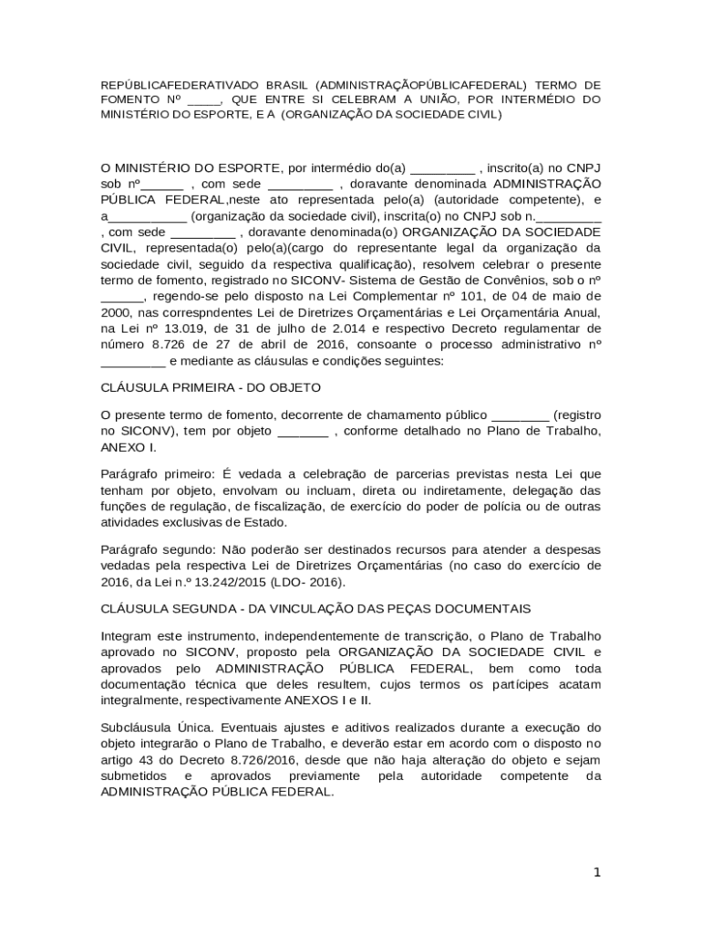 Nota Explicativa 1: O presente modelo de termo de fomento... Doc ...