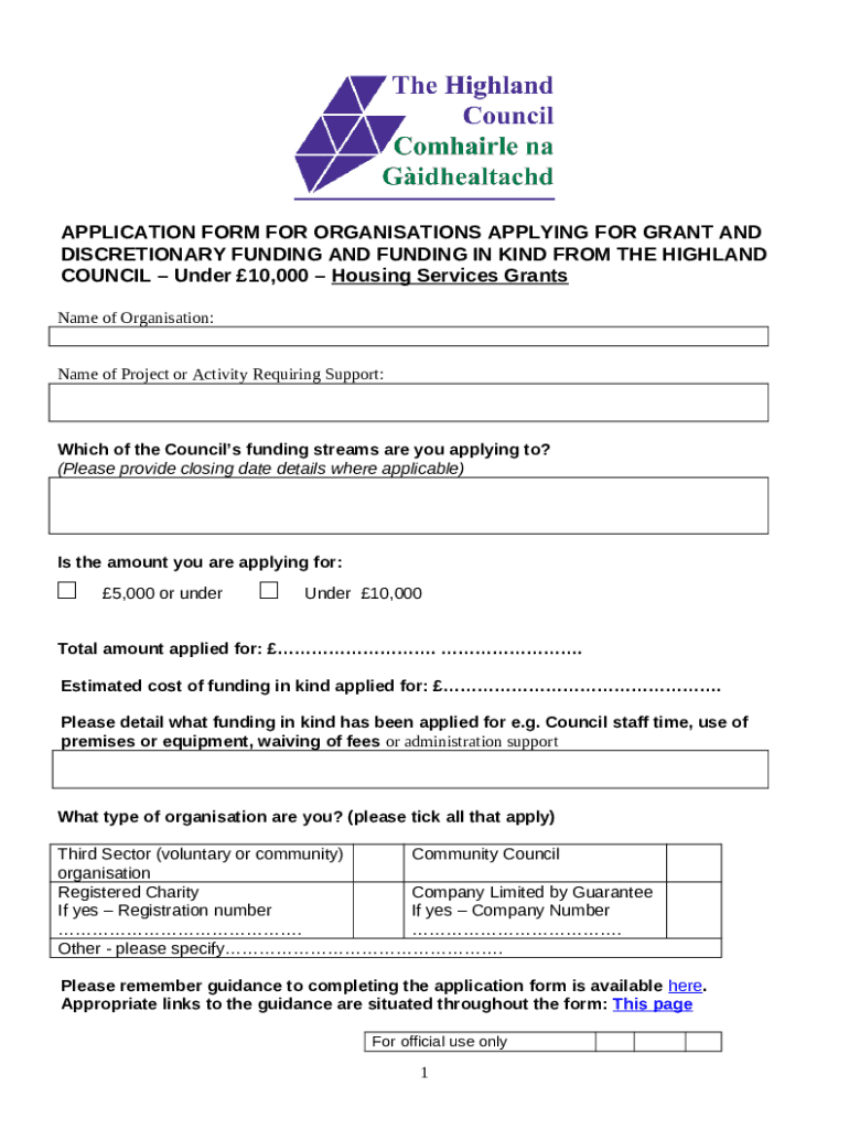 APPLICATION FOR ORGANISATIONS APPLYING ... Doc Template | pdfFiller