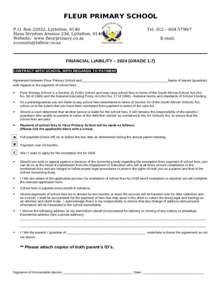 Contact usLaerskool Fleur Primary Doc Template | pdfFiller