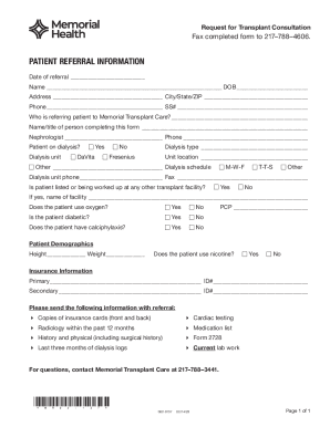 Fillable Online Referral Form for Kidney, Kidney/Pancreas and ... Fax Email Print - pdfFiller