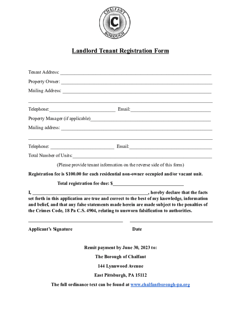 Fillable Online Landlord License Application Form Fax Email Print ...