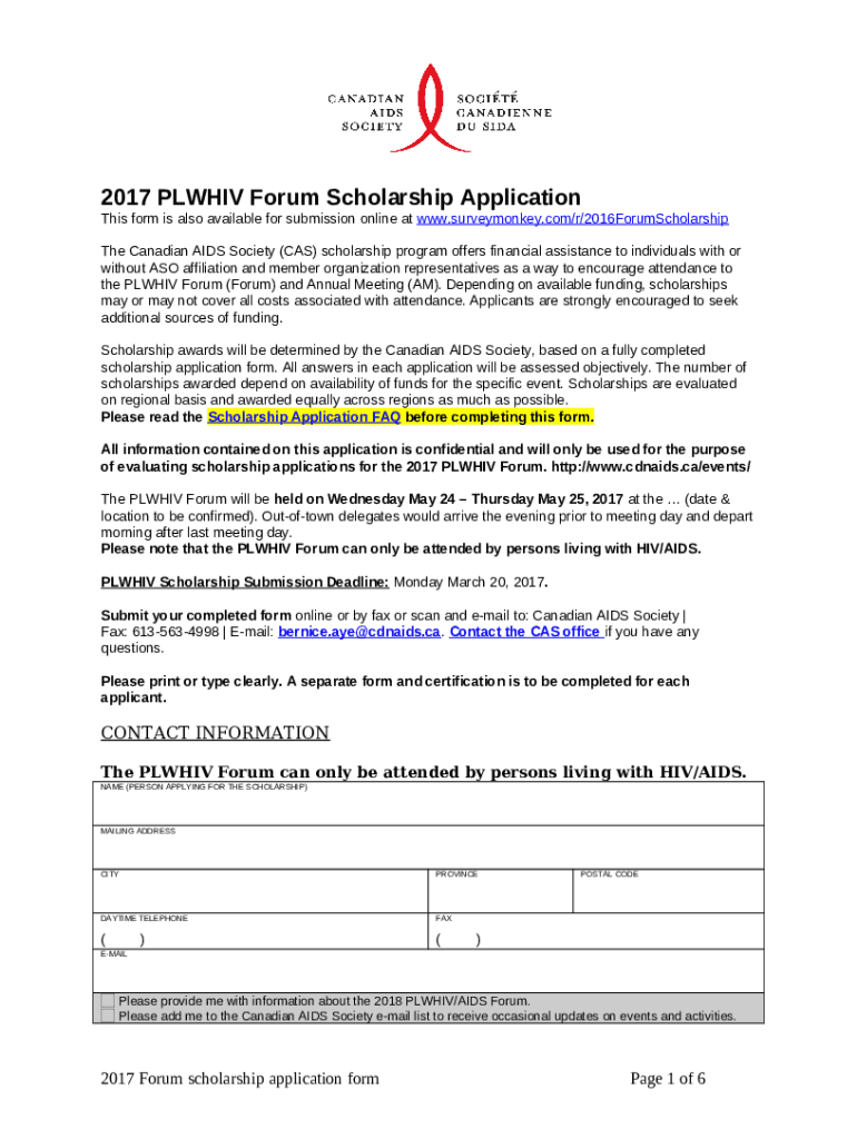 CAS AGM Scholarship Application Doc Template | pdfFiller