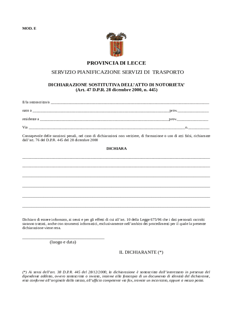 Dichiarazione del proprietario Doc Template | pdfFiller