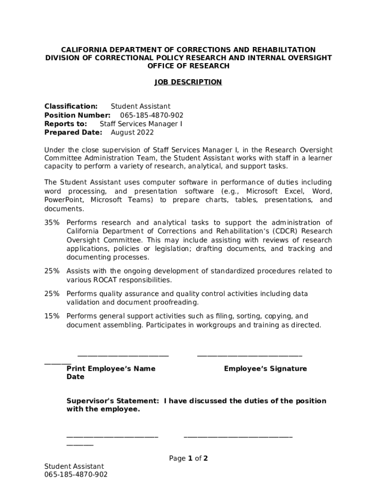 CA Department of Corrections & Rehabilitation Doc Template | pdfFiller