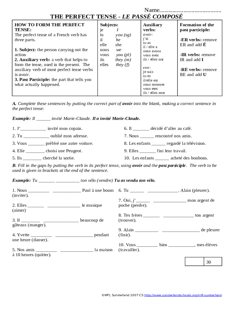 Past participle agreement with tre verbs - Grammar Doc Template | pdfFiller