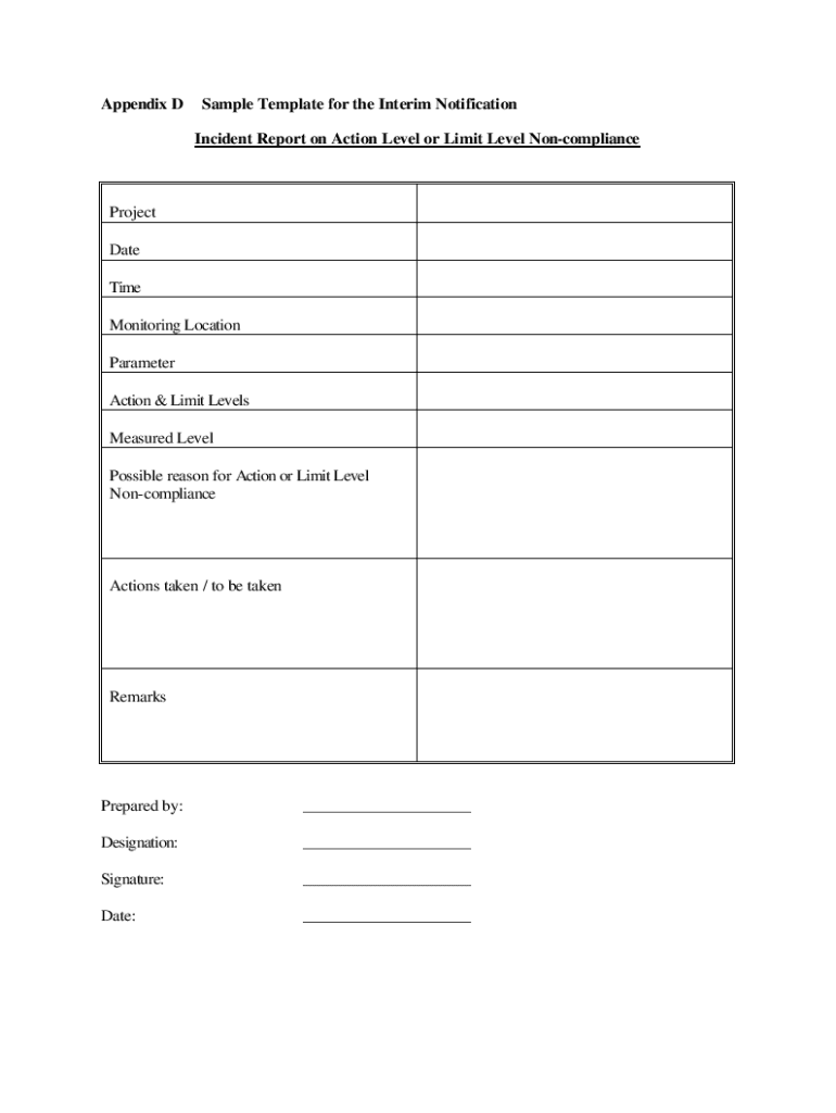 Fillable Online Appendix D Sample Template for the Interim Notification ...