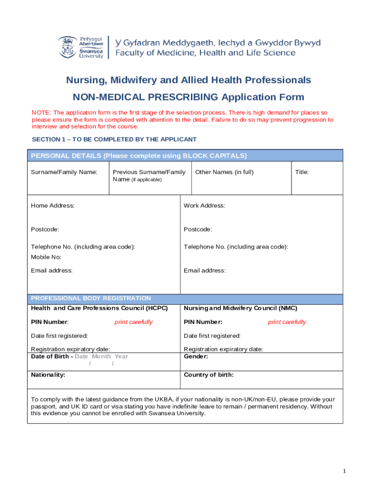 Nursing (Nurse/Midwife Prescribing) Certificate... Doc Template | pdfFiller