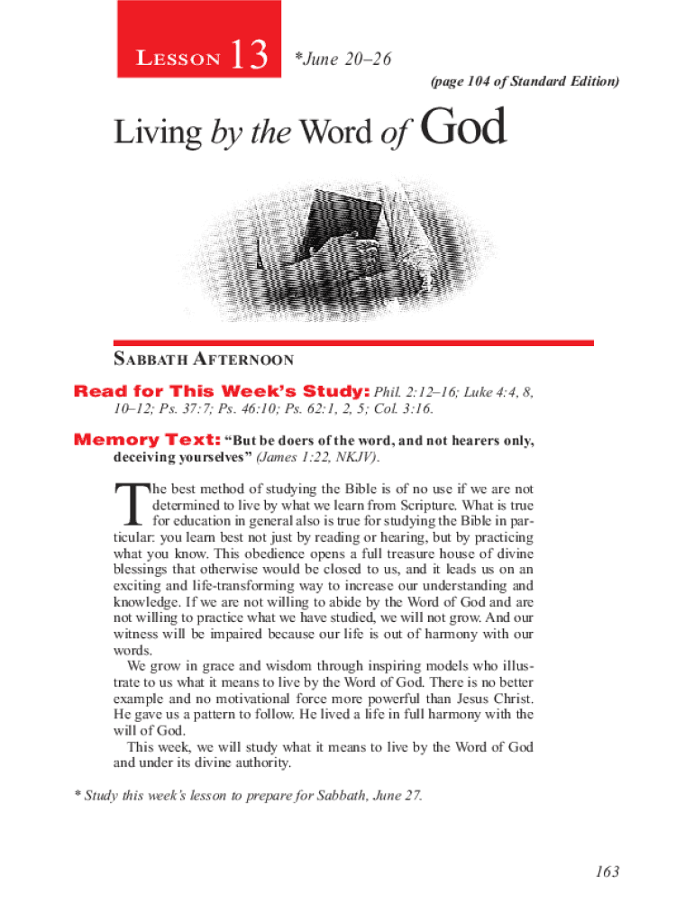 Fillable Online Fillable Online Living by theWord of God - Sabbath School and ... Fax Email ...