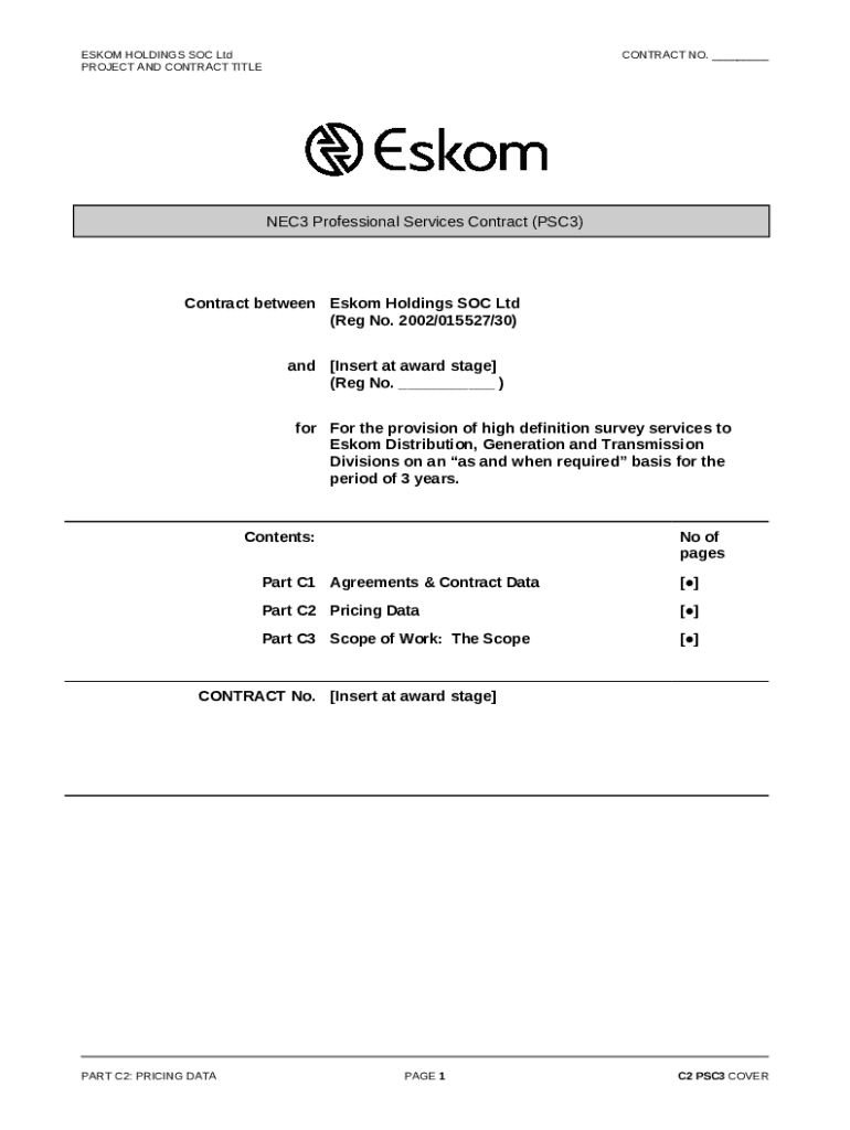 For the provision of high definition survey services to Eskom ...