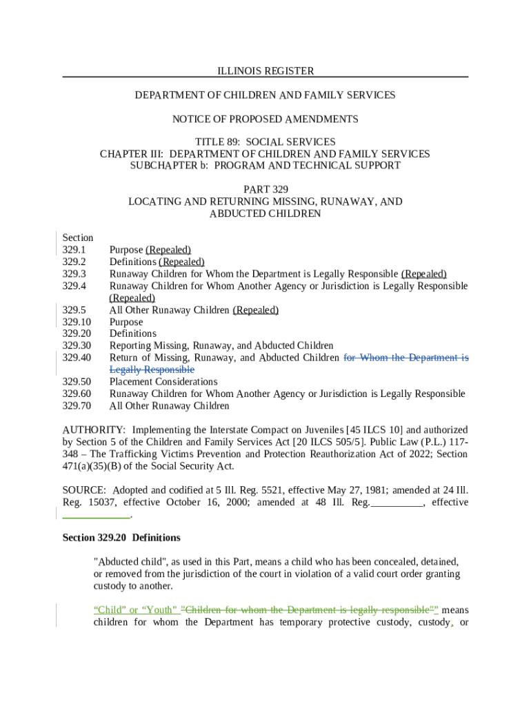 Procedures 329 Locating and Returning Missing Runaway ... Doc Template | pdfFiller