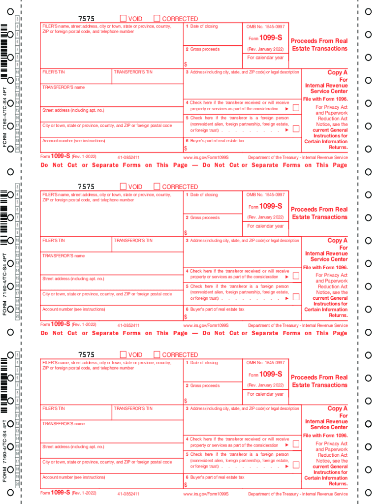 Fillable Online Substitute Form 1099 S - Fill Online, Printable ...