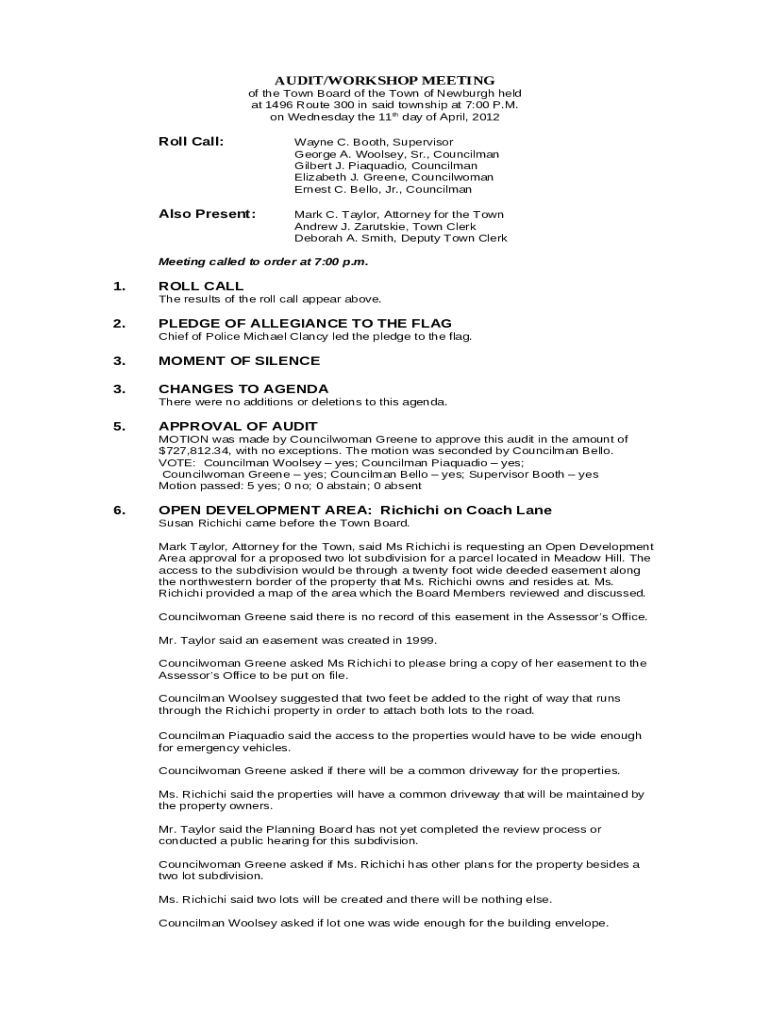 11-2- 23 Planning Board Agenda- ... Doc Template | pdfFiller