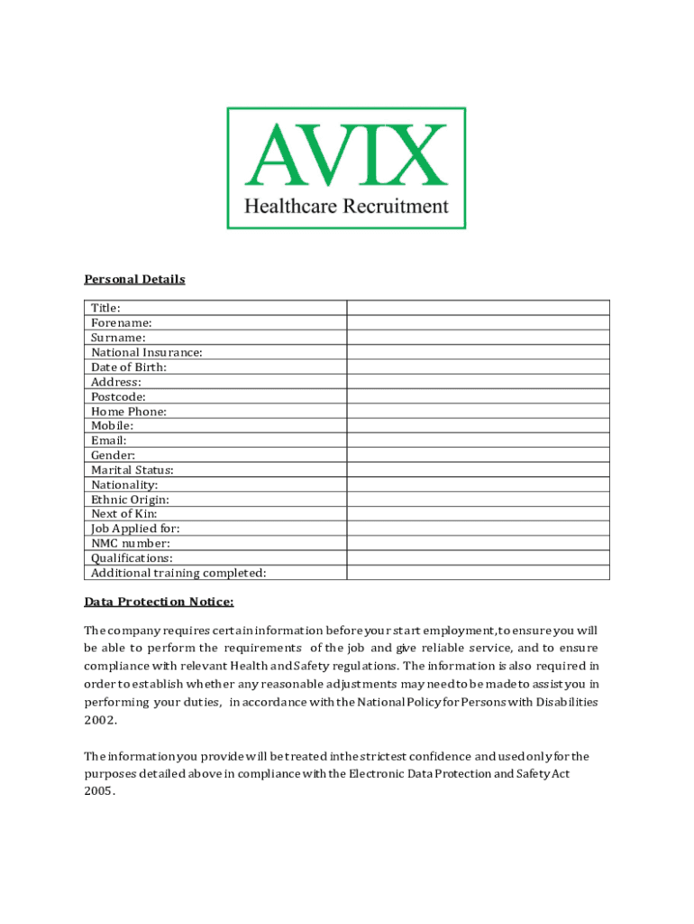 Fillable Online Application Form- RN & HCA- Public & Private Sector Fax ...