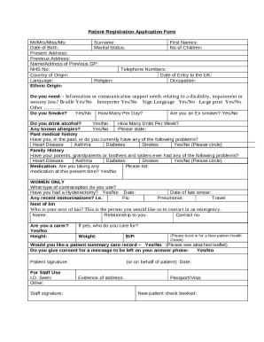 Patient Registration Application Doc Template | pdfFiller