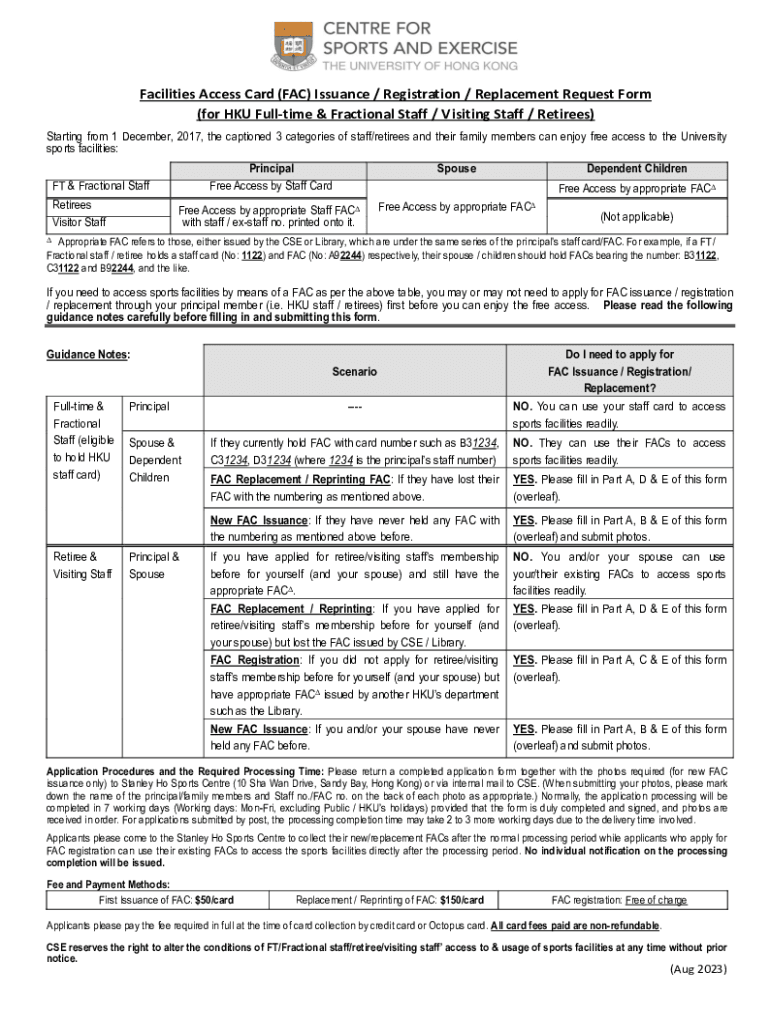 Fillable Online Facilities Access Card (FAC) Issuance ... - CSE HKU ...