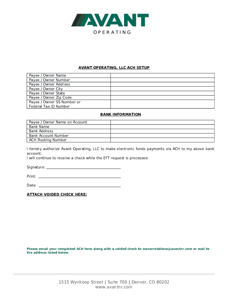 AVANT-OPERATING-ACH-. ... Doc Template | pdfFiller