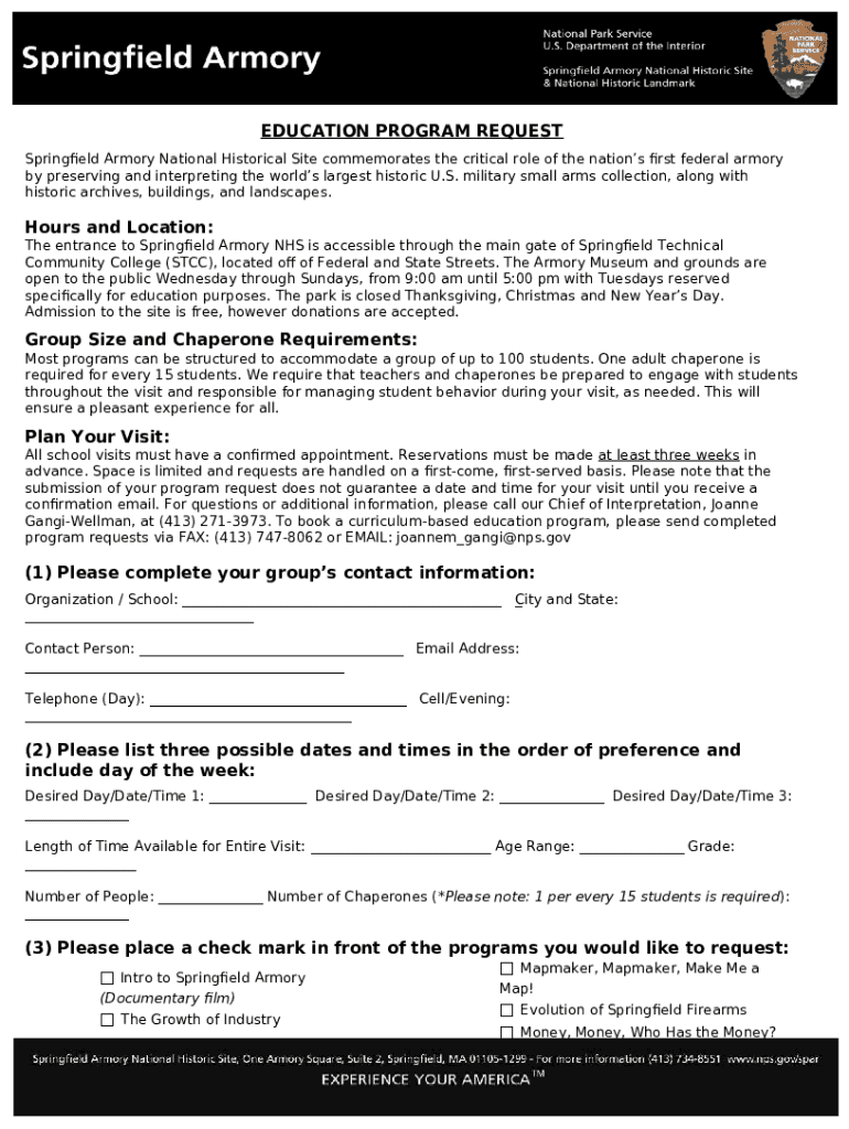 Education Program Request - Springfield Armory ... Doc Template | pdfFiller