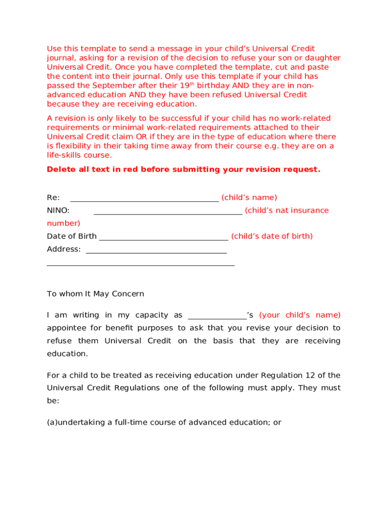 Judicial review pre-action template letters: universal credit ... Doc ...