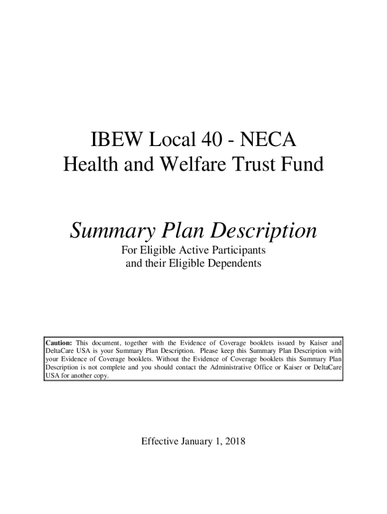 Fillable Online IBEW Local 40 - NECA Health and Welfare Trust Fund Fax ...