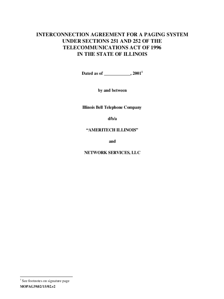 Fillable Online INTERCONNECTION AND/OR RESALE AGREEMENT ... Fax Email ...