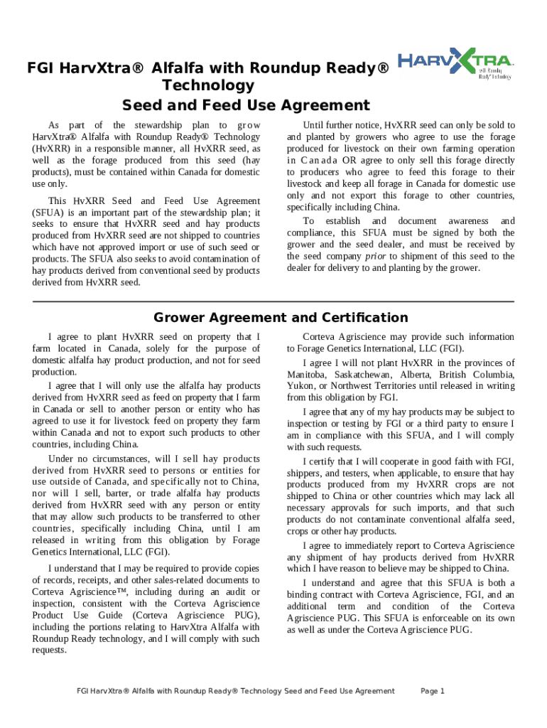 Seed & Hay Use Agreement- Draft 4/18/05 Doc Template | pdfFiller