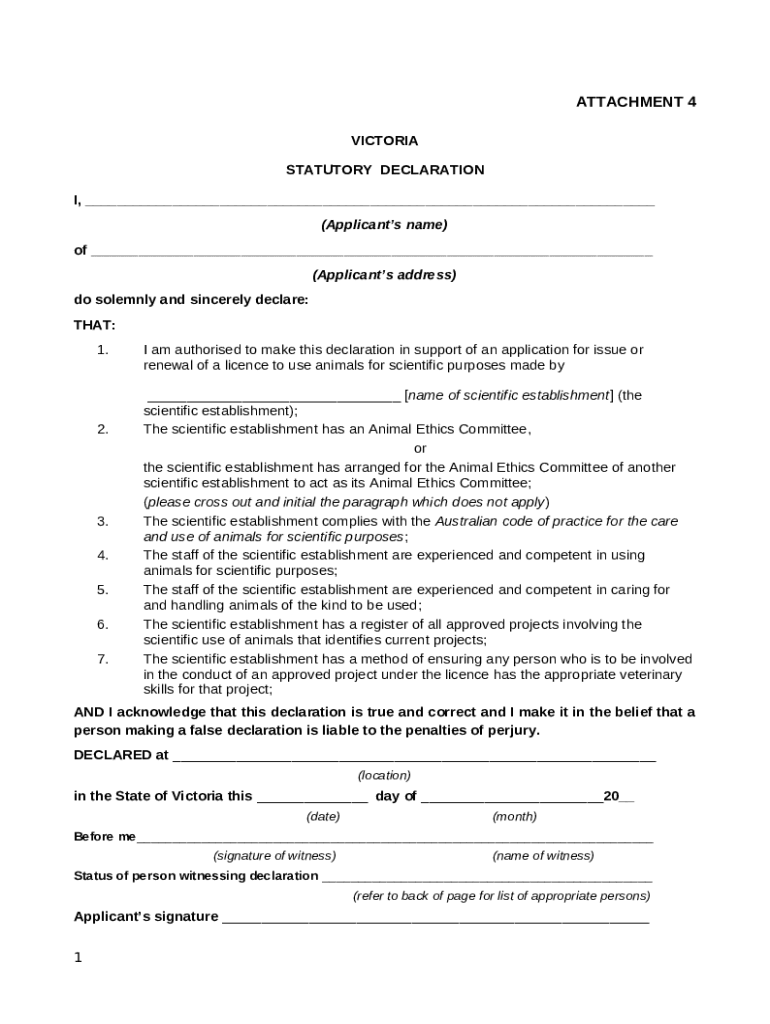 Statutory Declaration for Transport of a Volunteer Student ... Doc Template | pdfFiller