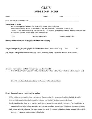 Fillable Online CLUE Audition Form.docx Fax Email Print - pdfFiller
