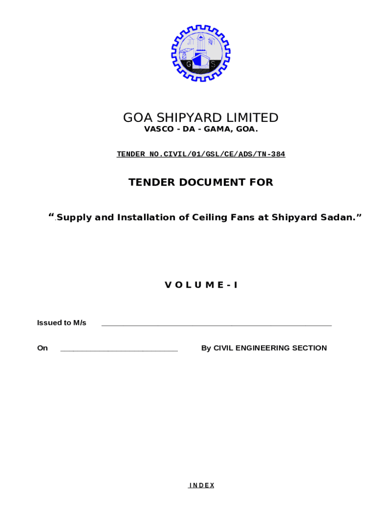 tender document for - Goa Shipyard Limited Doc Template | pdfFiller