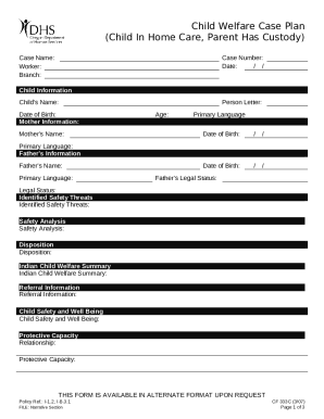 Family Support Services Case Plan (Child in Substitute Care) Doc ...