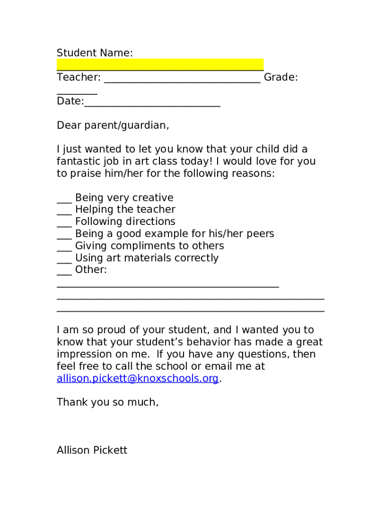 Letter to My Students' Parents/Guardians - Mrs. Green's Art ... Doc ...