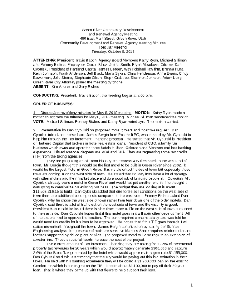 Green River Community Development Doc Template | pdfFiller