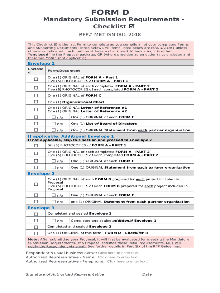 D Mandatory Submission Requirements - Checklist Doc Template | pdfFiller