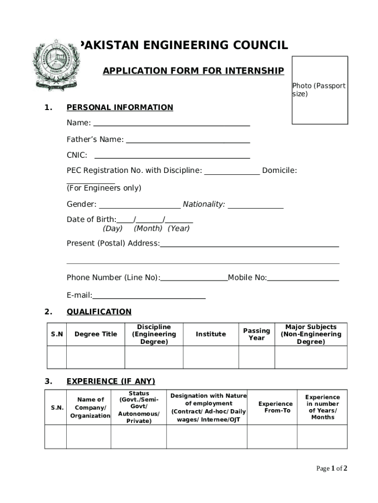Application for Registered Engineer - Pakistan ... Doc Template | pdfFiller