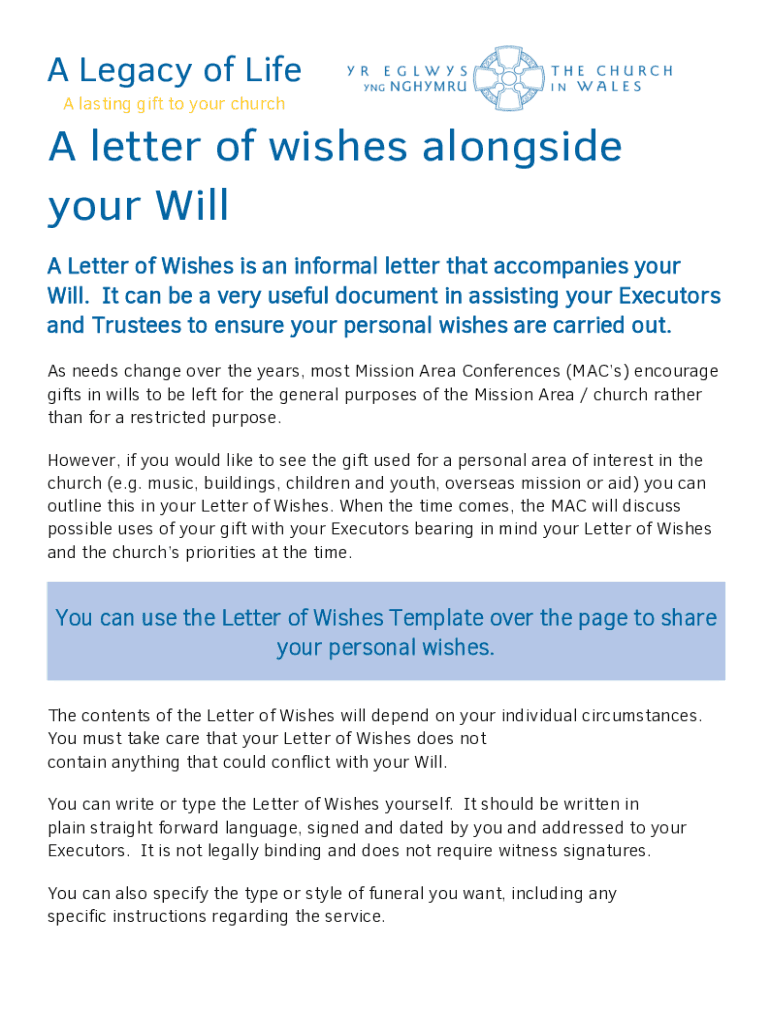 Fillable Online An Expression/Letter of Wishes/Instructions is a ...