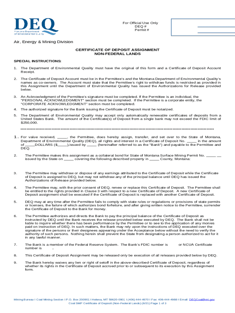 The Department of Environmental Quality must have the original of this ...