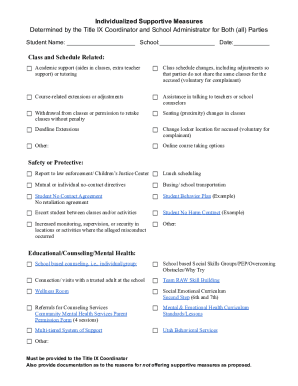 Fillable Online Supportive MeasuresThe Office of Title IX & Sexual Misconduct Fax Email Print ...
