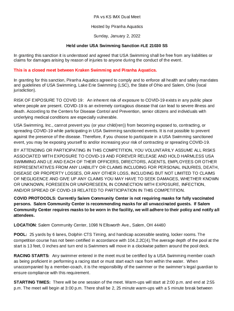 PA vs KS IMX Dual Meet Hosted By Piranha Aquatics ... Doc Template ...