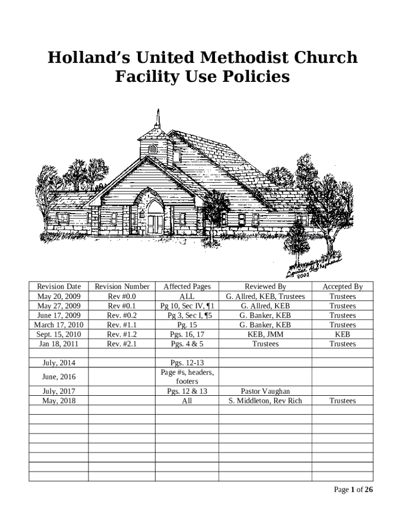 Holland's United Methodist Church Facility Use Policies Doc Template ...