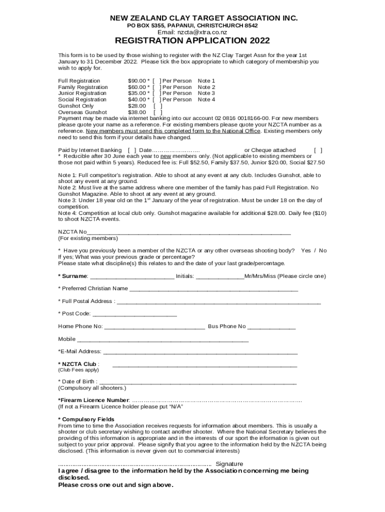 New Zealand Clay Target Association (NZCTA) Doc Template | pdfFiller