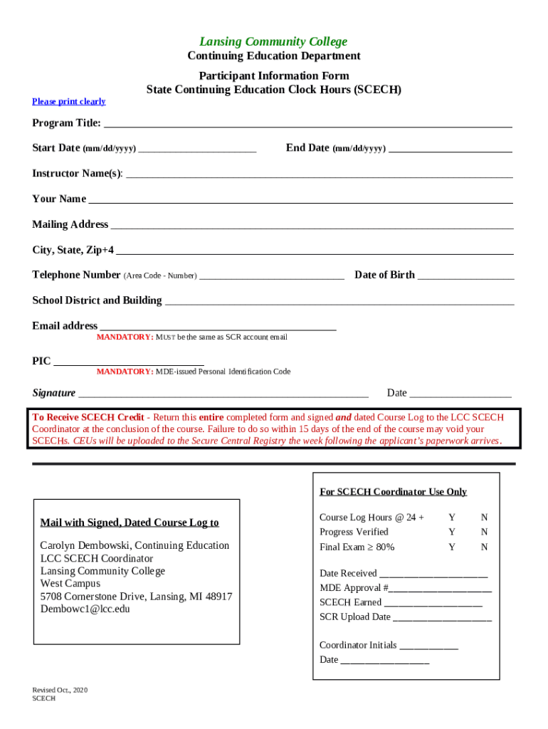 Lansing Community College Continuing Education ... Doc Template | pdfFiller