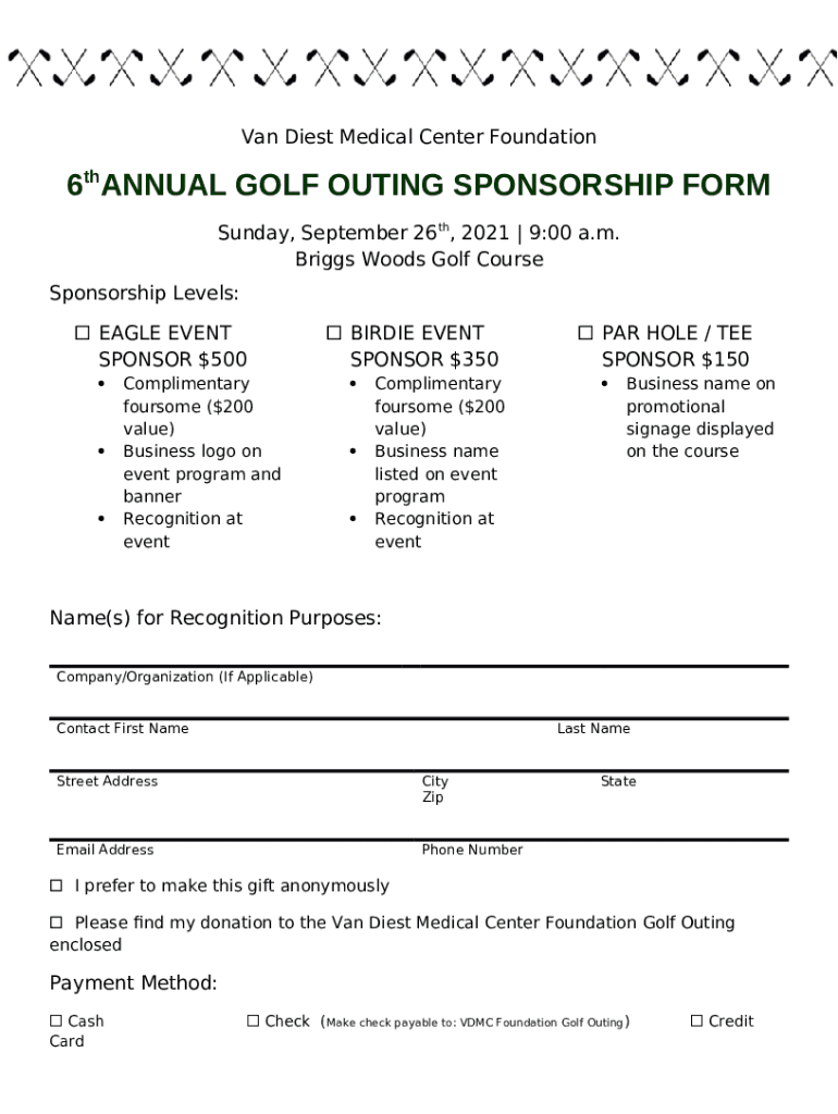 6 th ANNUAL GOLF OUTING SPONSORSHIP Doc Template | pdfFiller