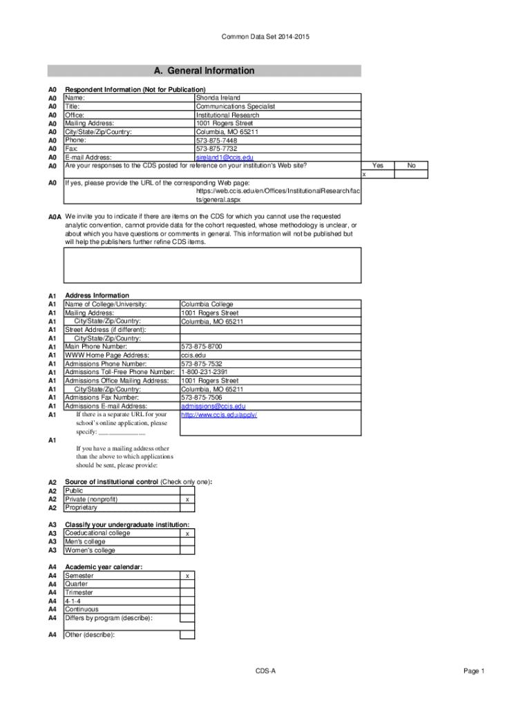 Fillable Online The Common Data Set: What It Is & How to Use It In ...